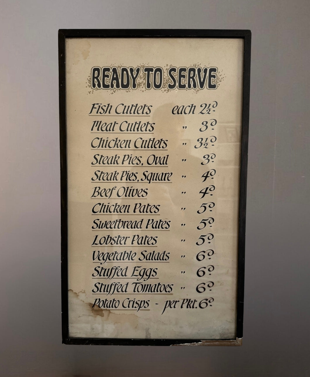 Scottish Fish & Chips Shop Menu – 1923 Antiques